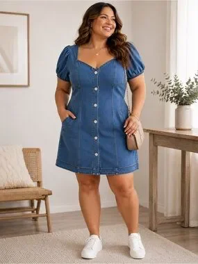 Fashion Nova | Dresses | Fashion Nova Nwt X Denim Mini Dress Puff ...